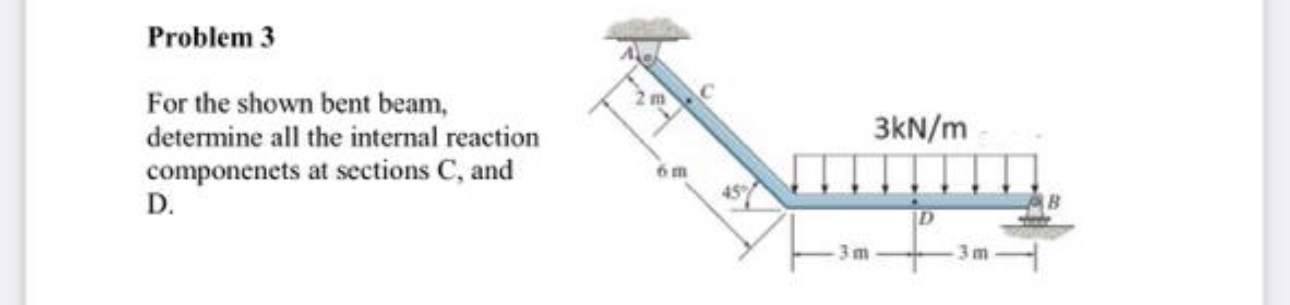 Solved For the shown bent beam, determine all the internal | Chegg.com