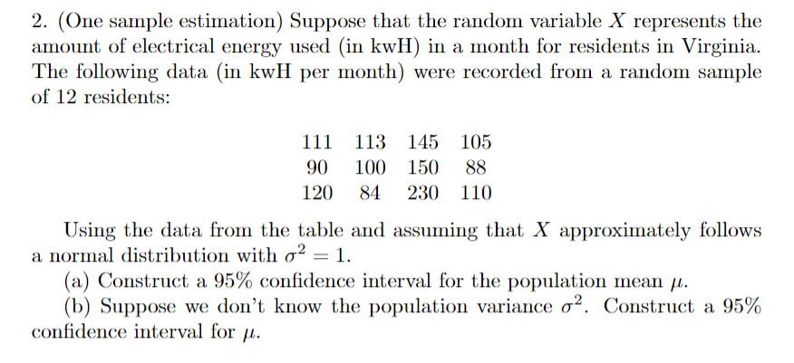 Solved 2. (One sample estimation) Suppose that the random | Chegg.com