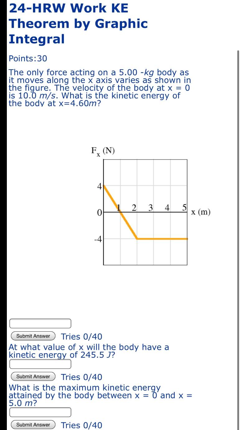 Solved 24-HRW Work KE Theorem by Graphic Integral Points:30 | Chegg.com