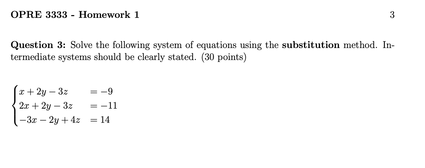 Solved OPRE 3333 - Homework 1 3 Question 3: Solve the | Chegg.com