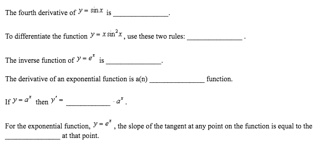 Solved The fourth derivative of y = sinx To differentiate | Chegg.com