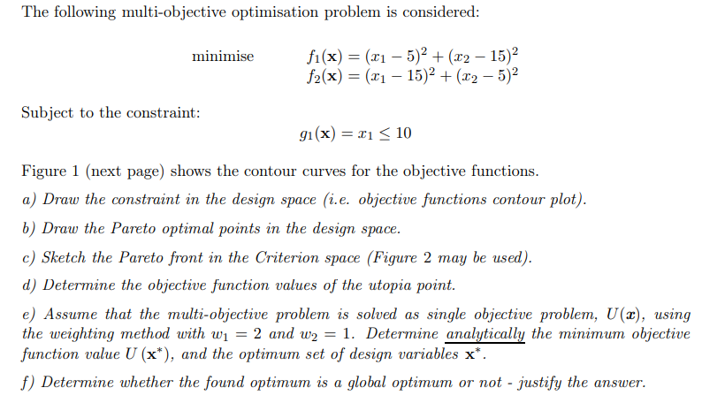 The following multi-objective optimisation problem is | Chegg.com
