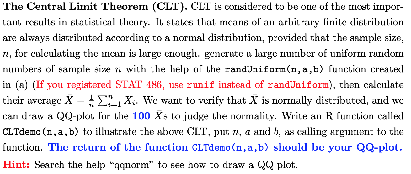 Solved The Central Limit Theorem (CLT). CLT is considered to | Chegg.com