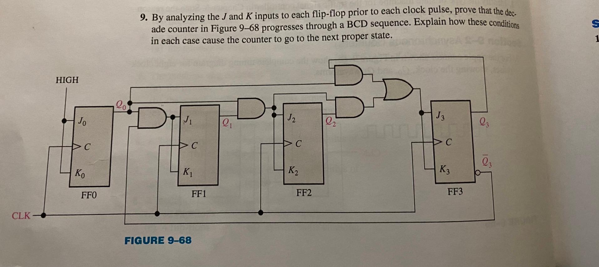 Solved S 9. By analyzing the J and K inputs to each | Chegg.com