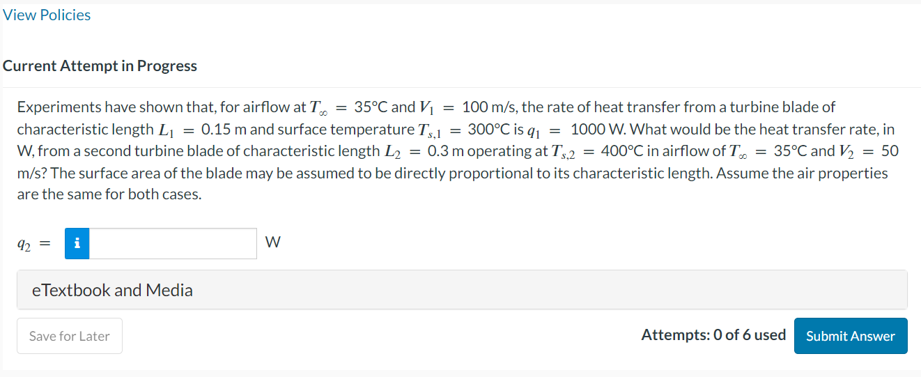 Solved Experiments have shown that, for airflow at T∞=35∘C | Chegg.com