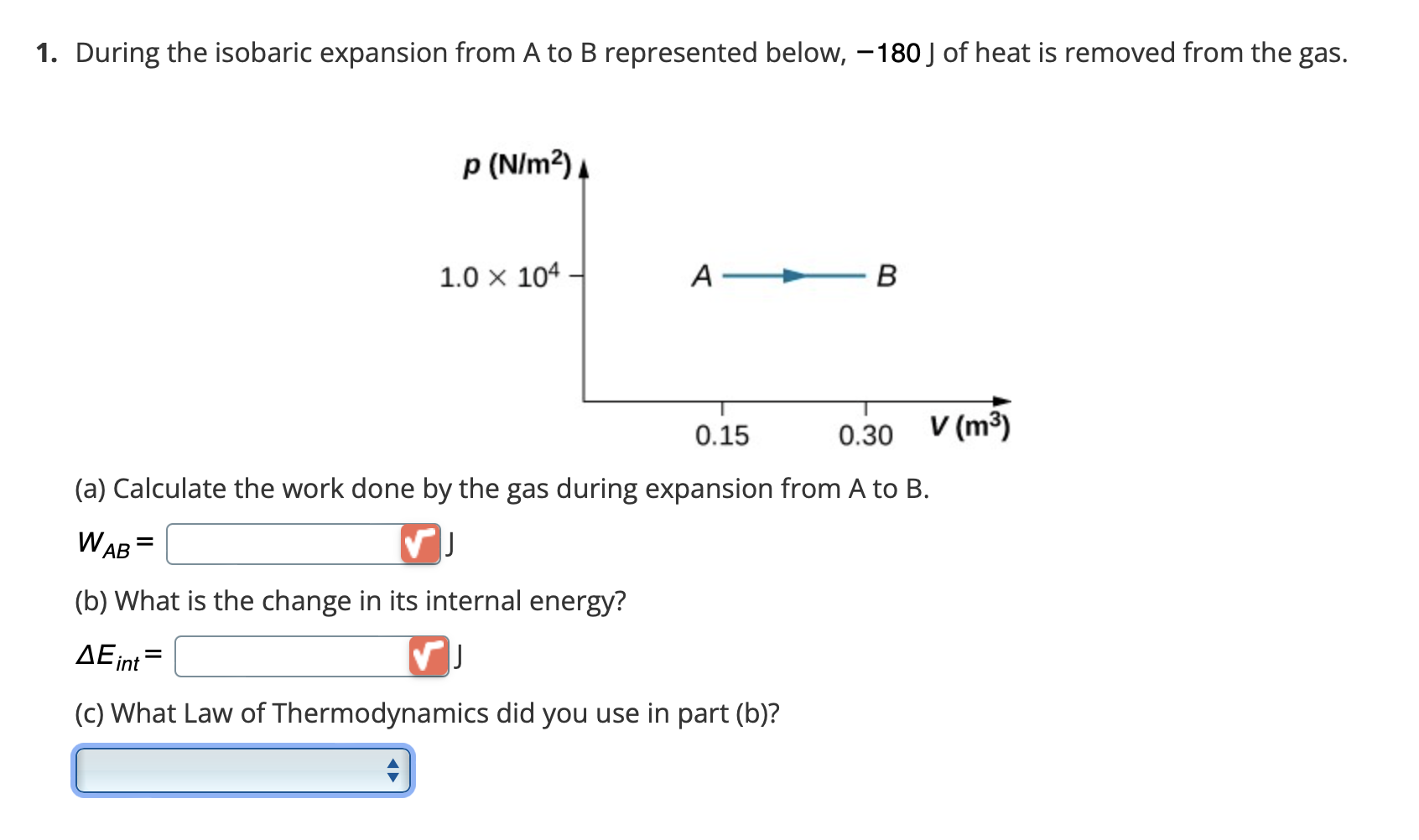 Solved 1. During the isobaric expansion from A to B | Chegg.com