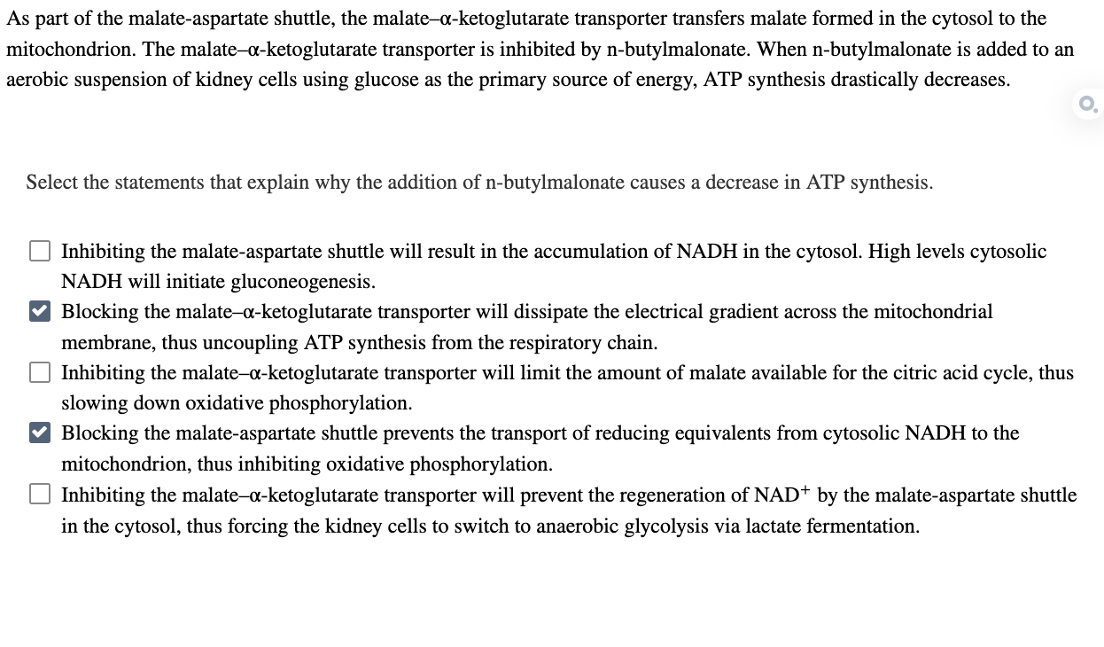 Solved As part of the malate-aspartate shuttle, the | Chegg.com
