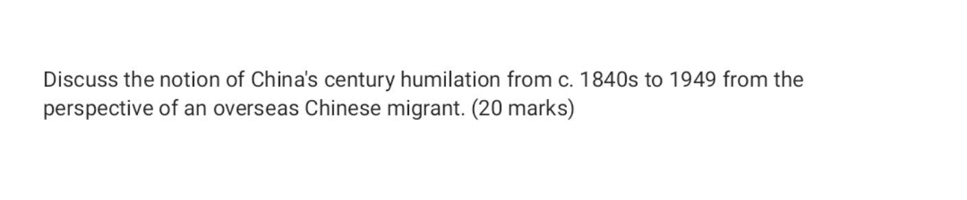 Solved Discuss the notion of China's century humilation from | Chegg.com