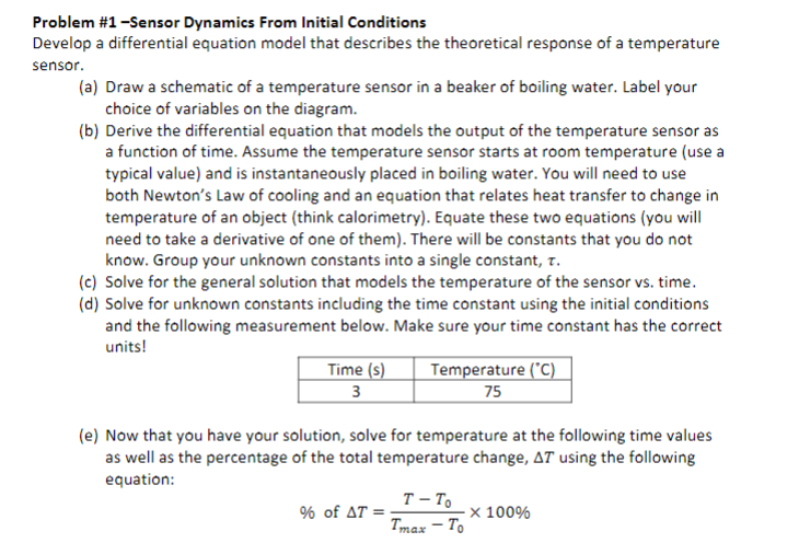 Solved Problem \#1 -Sensor Dynamics From Initial Conditions | Chegg.com