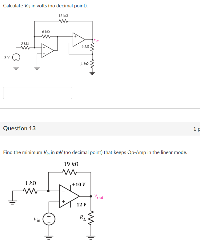 Solved Calculate VO ﻿in volts (no decimal point).Question | Chegg.com