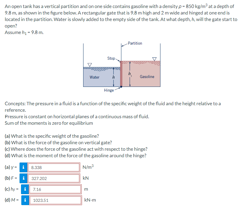 Solved An open tank has a vertical partition and on one side | Chegg.com