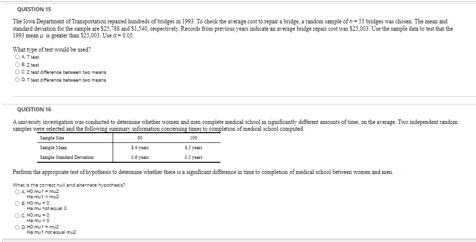 Solved The Iowa Department of Transportation repaired | Chegg.com