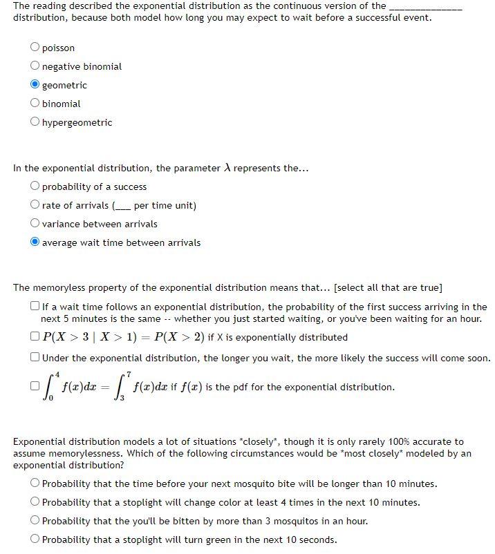 Solved The reading described the exponential distribution as | Chegg.com