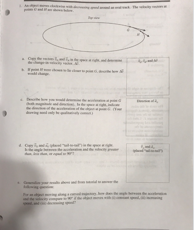 Solved 1. An object moves clockwise with decreasing speed | Chegg.com