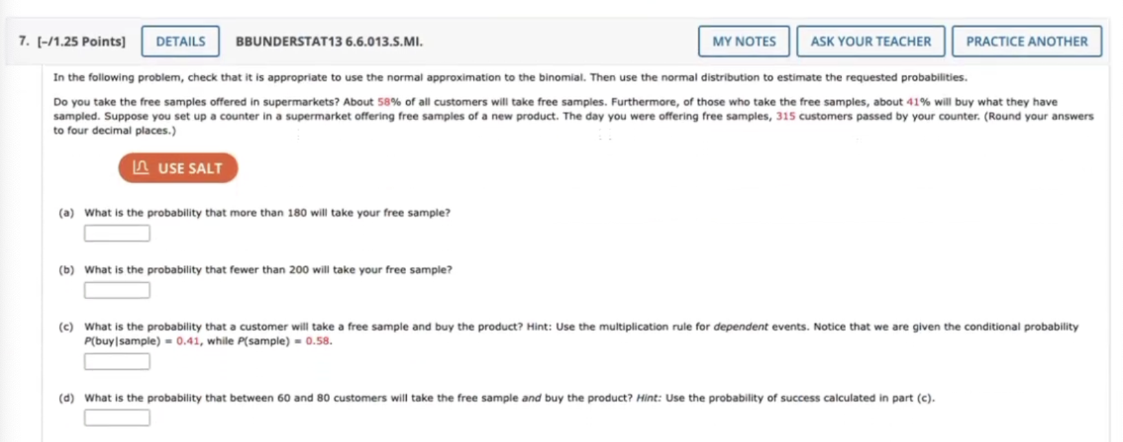 Solved to four decimal places.) (a) What is the probability | Chegg.com