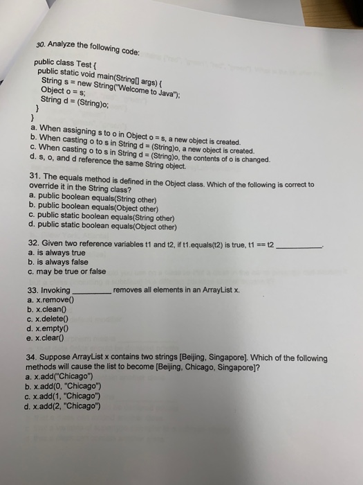 Solved so. Analyze the following code: public class Test t | Chegg.com