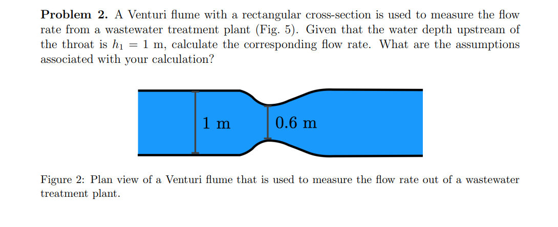 Solved Problem 2. A Venturi flume with a rectangular | Chegg.com
