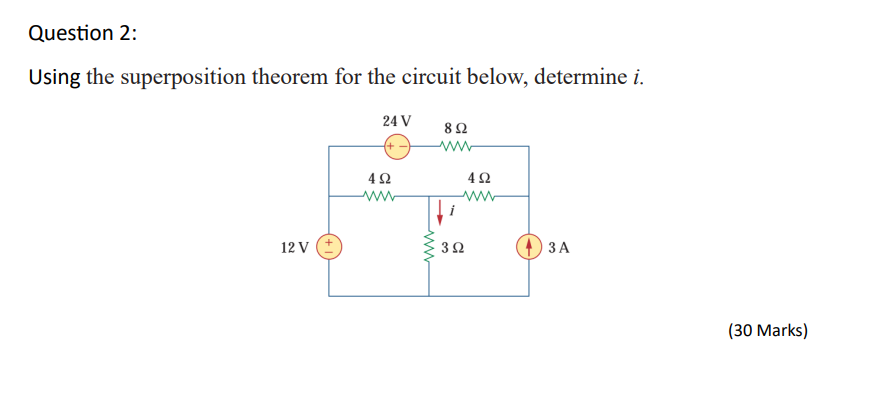 Solved Using the superposition theorem for the circuit | Chegg.com