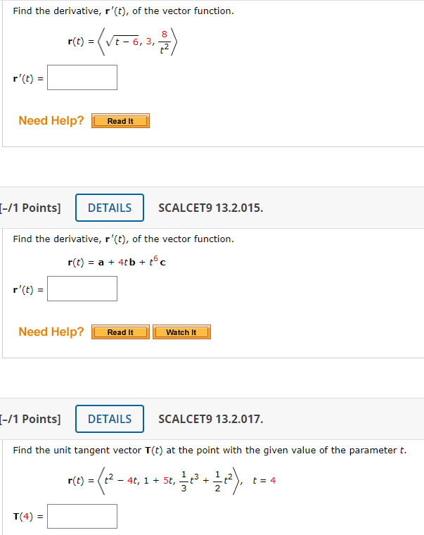 Solved Find the derivative, r′(t), of the vector function. | Chegg.com
