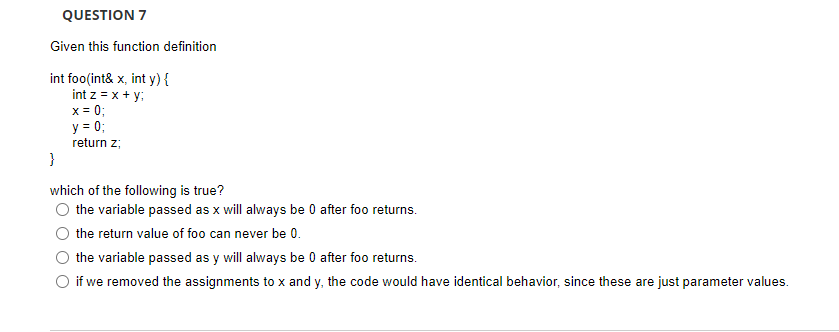 Solved which of the following is true? the variable passed | Chegg.com