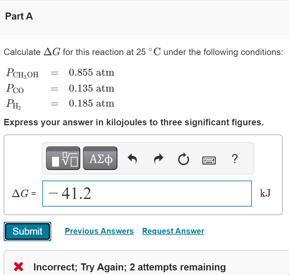 Solved Consider the following reaction: CH3OH(g)⇌CO(g)+2H2( | Chegg.com