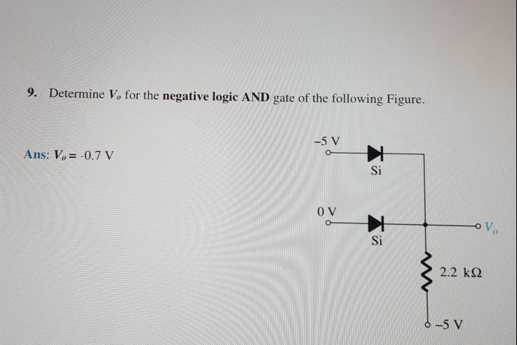 Solved 9. Determine V, for the negative logic AND gate of | Chegg.com