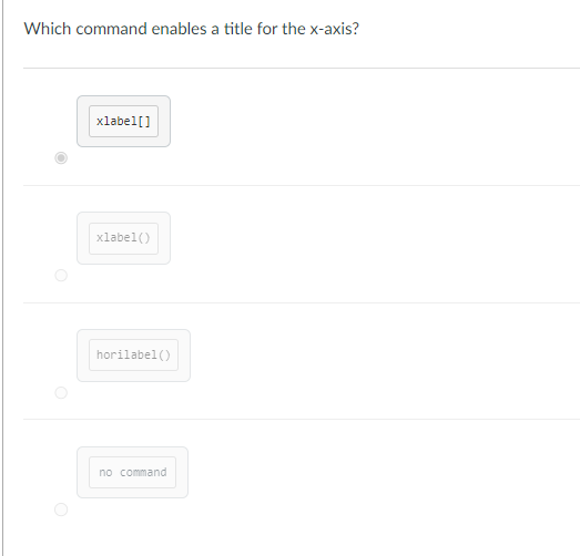Solved Which command enables a title for the x-axis? | Chegg.com
