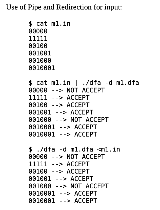 Implement a DFA simulator (in C, C++ or Python) in a | Chegg.com