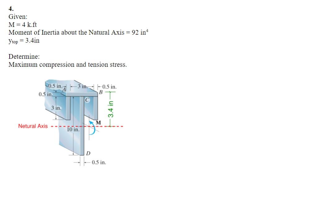 Solved 4. Given: M=4k⋅ft Moment of Inertia about the Natural | Chegg.com