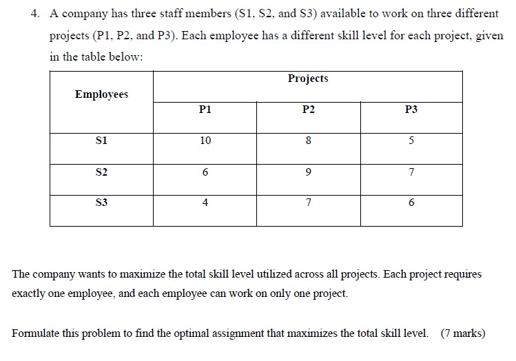 Solved A company has three staff members (S1, ﻿S2, ﻿and S3) | Chegg.com