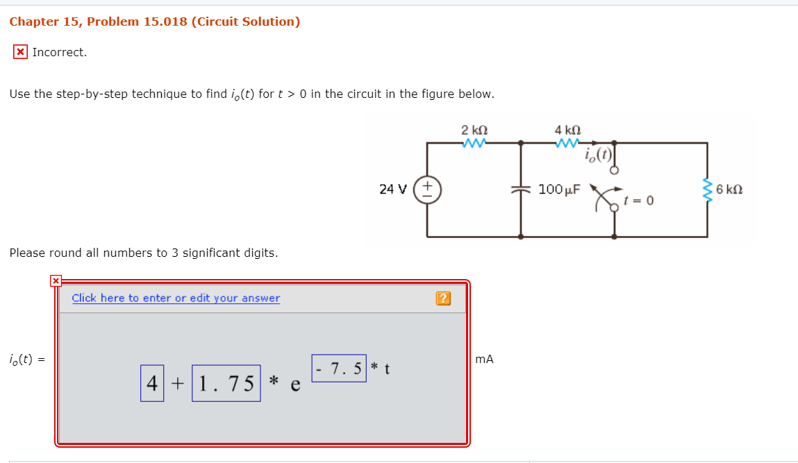 Solved Use the step-by-step technique to find io(t) for t > | Chegg.com