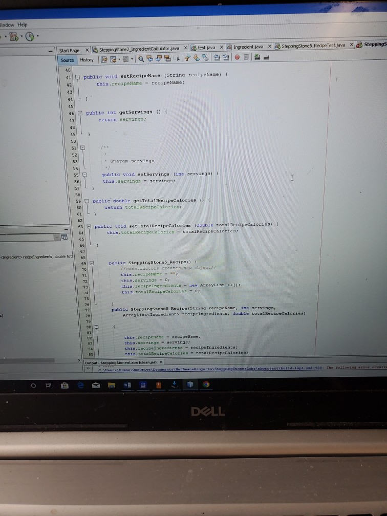 S teppingStone5_RecipeTest.java Start Page x Source | Chegg.com