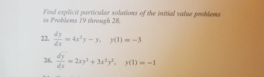 Solved Find explicit particular solutions of the initial | Chegg.com