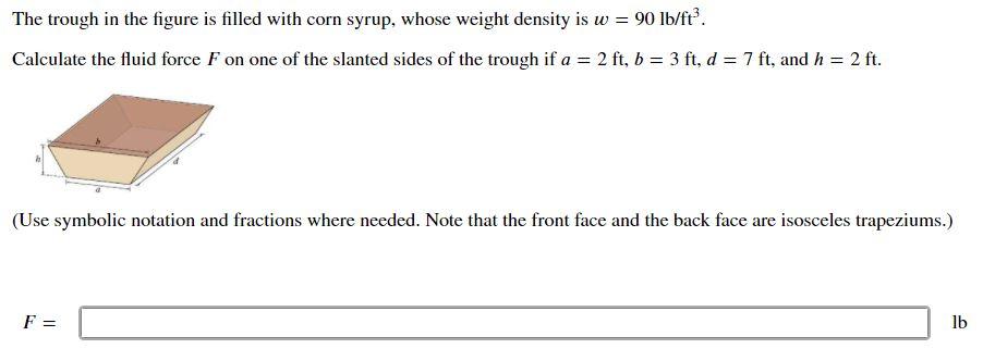 Solved The trough in the figure is filled with corn syrup, | Chegg.com