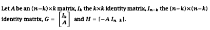 Solved Let Abe an (n-k)xk matrix, 1x the kxk identity | Chegg.com