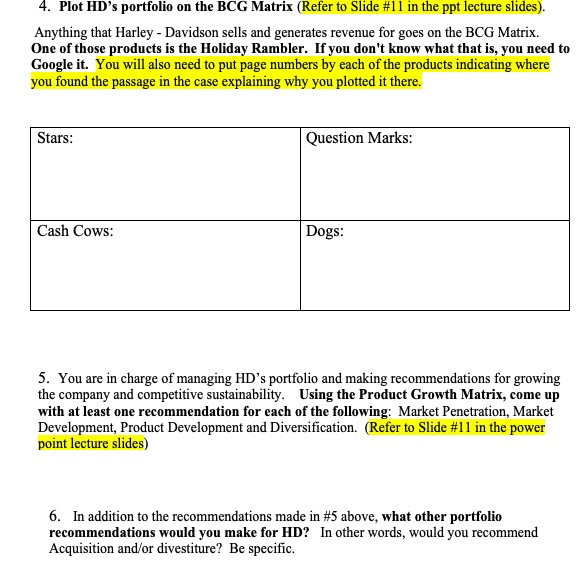 Solved 4. Plot HD's portfolio on the BCG Matrix (Refer to | Chegg.com