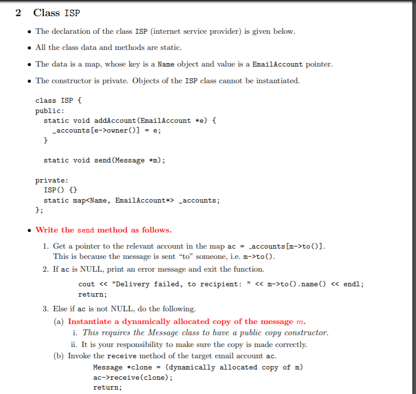 Solved 1 Class EmailAccount . The class EmailAccount is the | Chegg.com