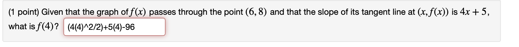 Solved Given that the graph of f(x) passes through the point | Chegg.com