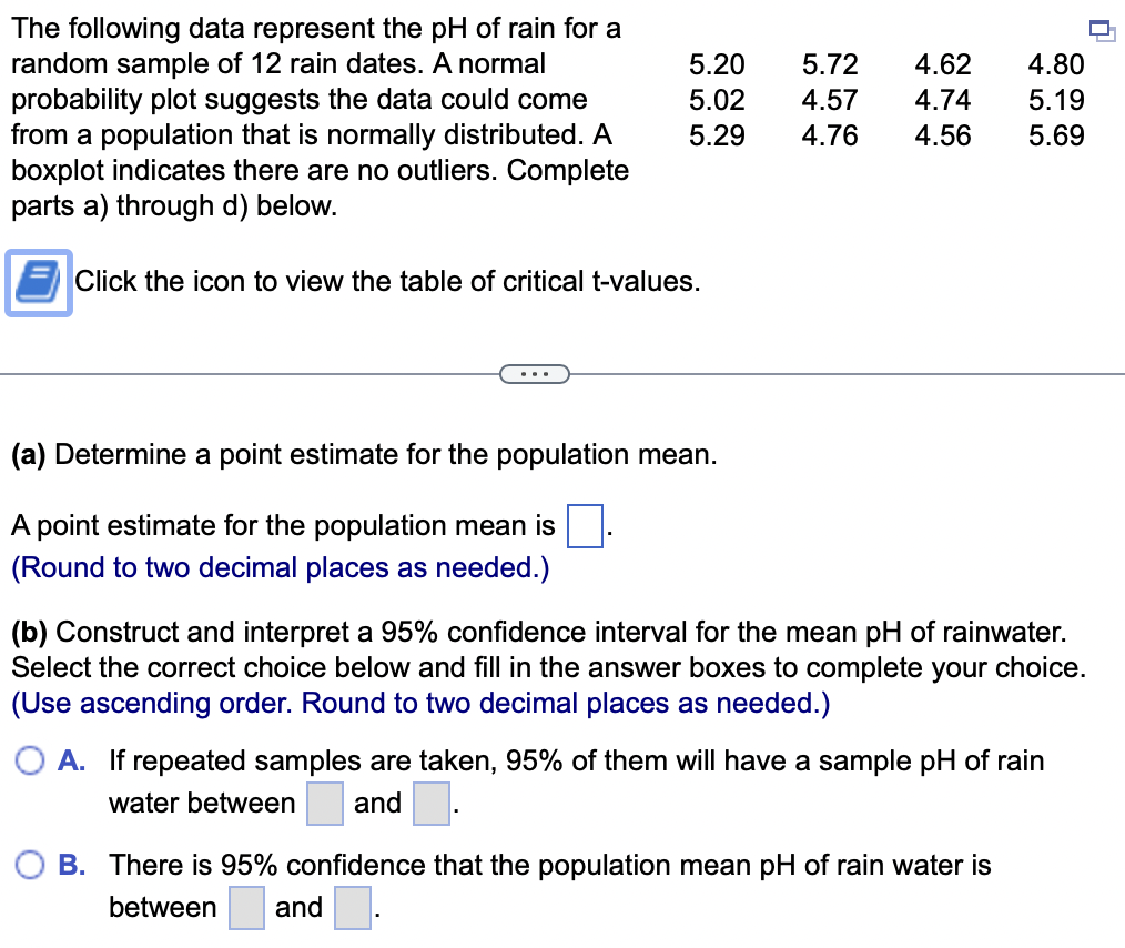 Solved Table of Critical t-ValuesClick the icon to view the | Chegg.com