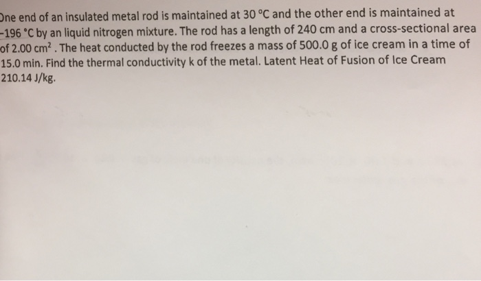 Solved One end of an insulated metal rod is maintained at 30 | Chegg.com