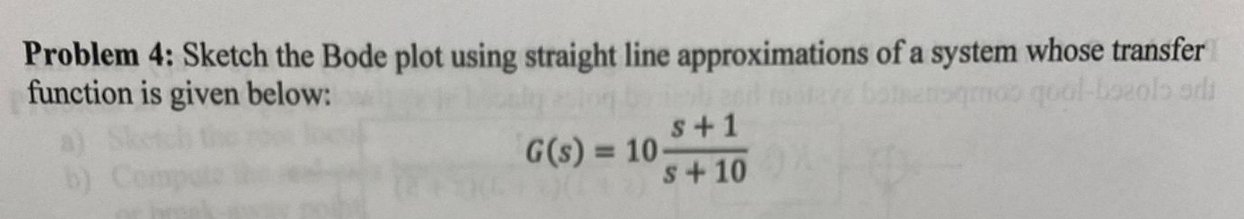 Solved Problem 4: Sketch the Bode plot using straight line | Chegg.com