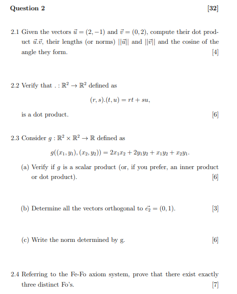 Solved 2.1 Given the vectors \\( \\vec{u}=(2,-1) \\) and \\( | Chegg.com