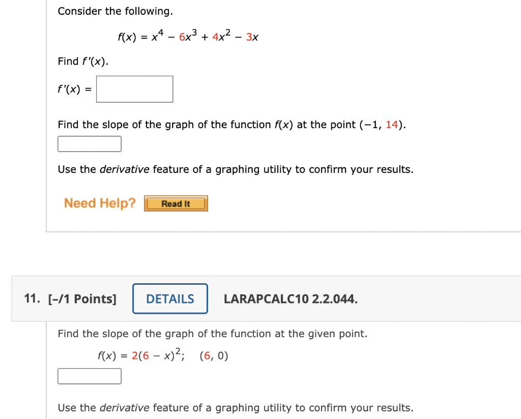 Solved Consider the following. f(x) = x4 - 6x3 + 4x2 – 3x | Chegg.com