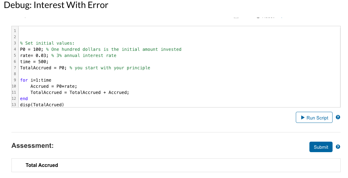 Solved Fix the error in matlab so that the program runs | Chegg.com