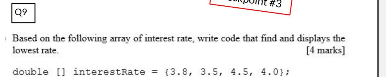 Solved #3 Q9 Based on the following array of interest rate, | Chegg.com