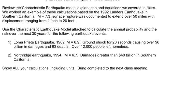Solved Review the Characteristic Earthquake model | Chegg.com