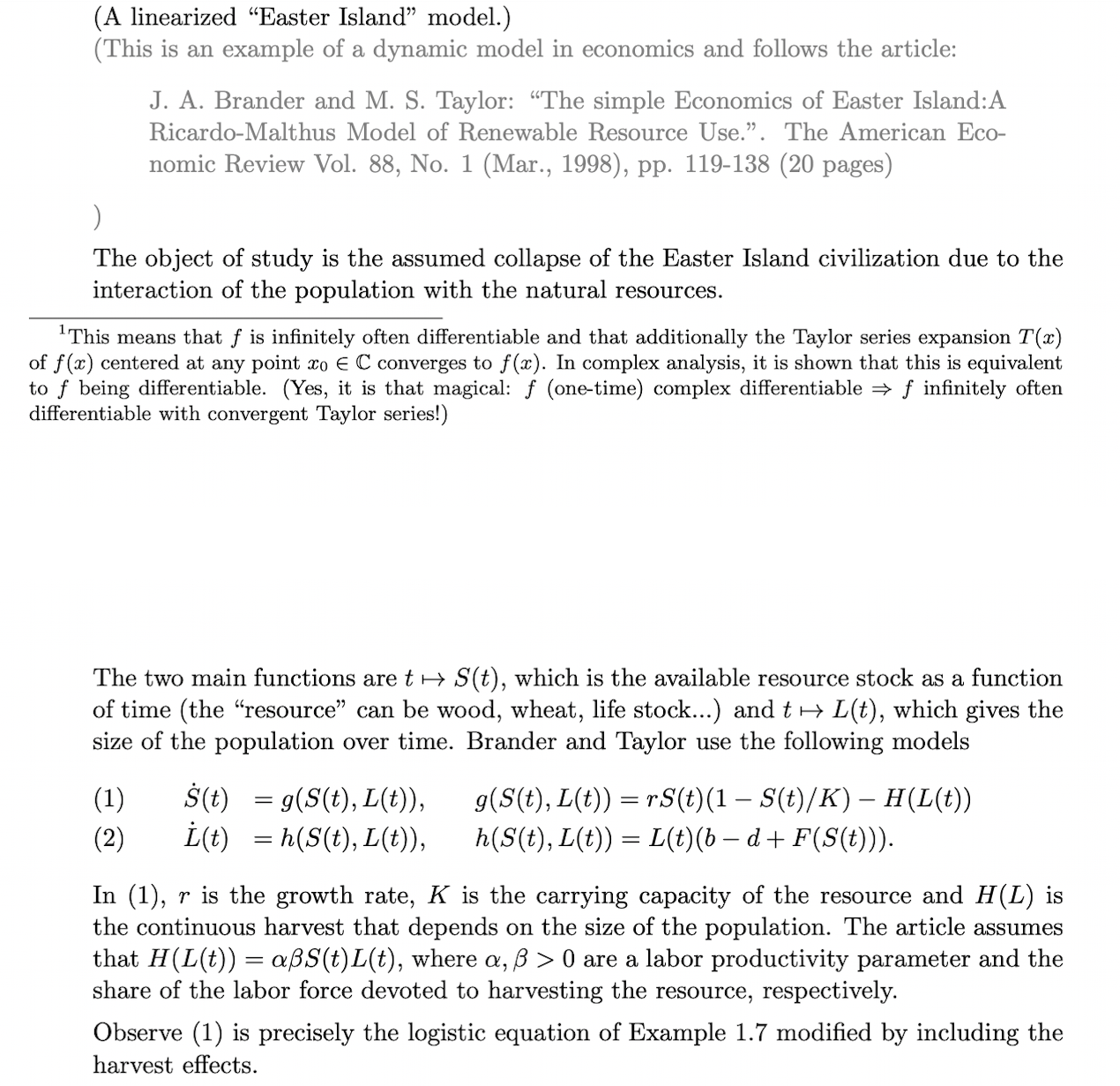 Solved (A linearized "Easter Island" model.) (This is an | Chegg.com