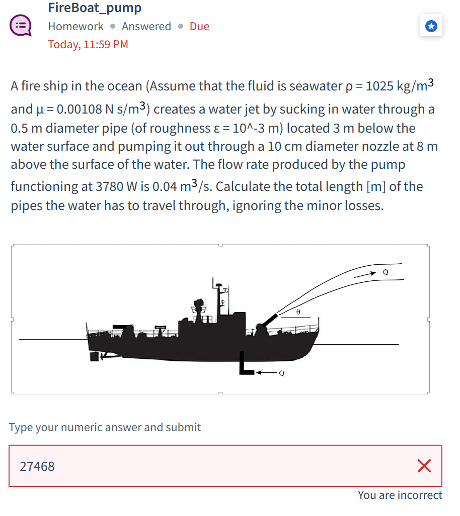 Solved FireBoat_pump Homework ⋅ Answered - Due Today, 11:59 | Chegg.com
