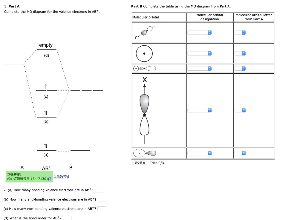 Solved 1. Part A Part B Complete the table using the MO | Chegg.com