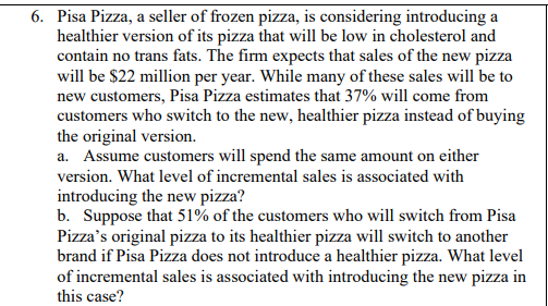 Solved 6. Pisa Pizza, a seller of frozen pizza, is | Chegg.com